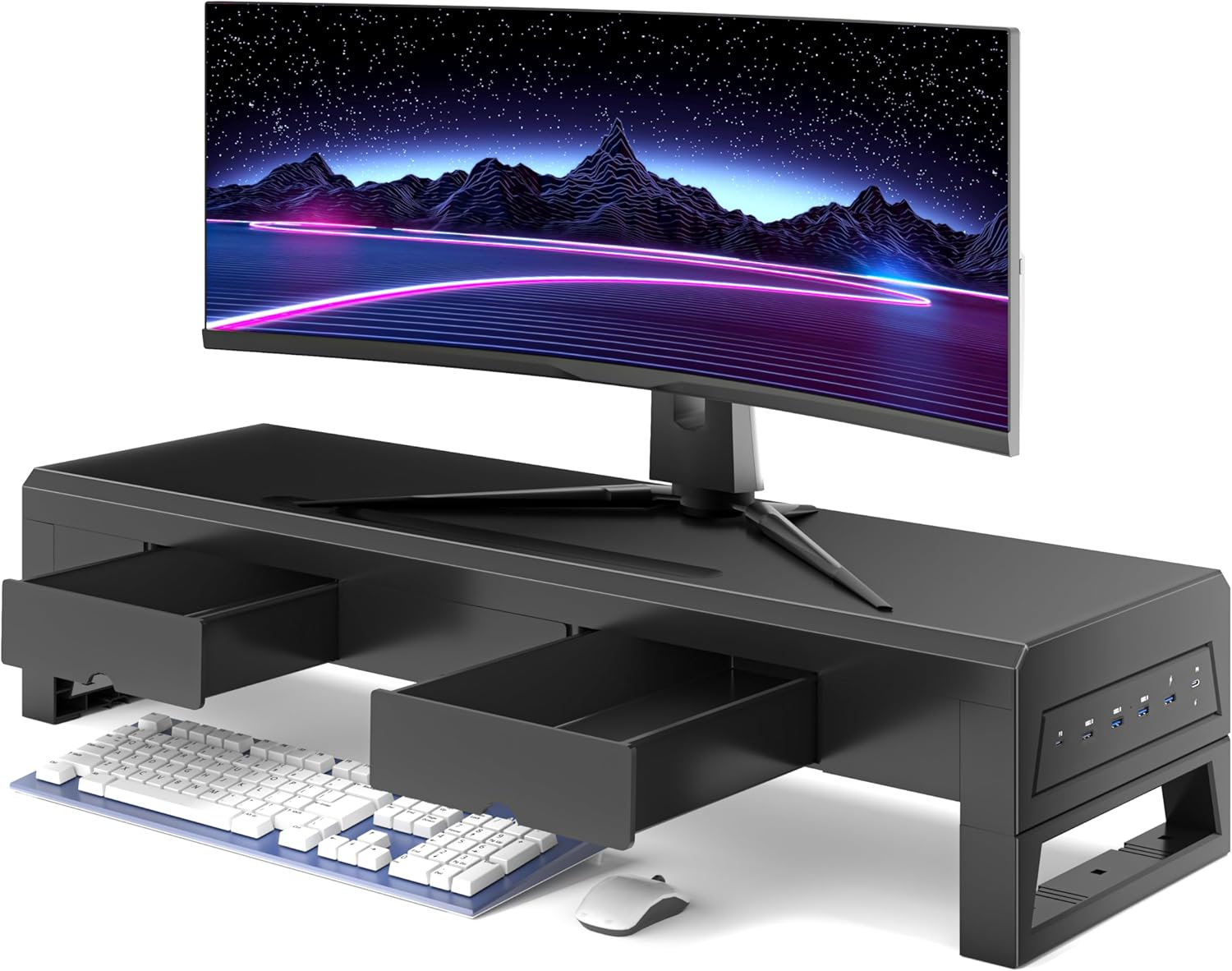 Amazon.com: Computer monitor stand with three drawer ，22W charging , 2 ...