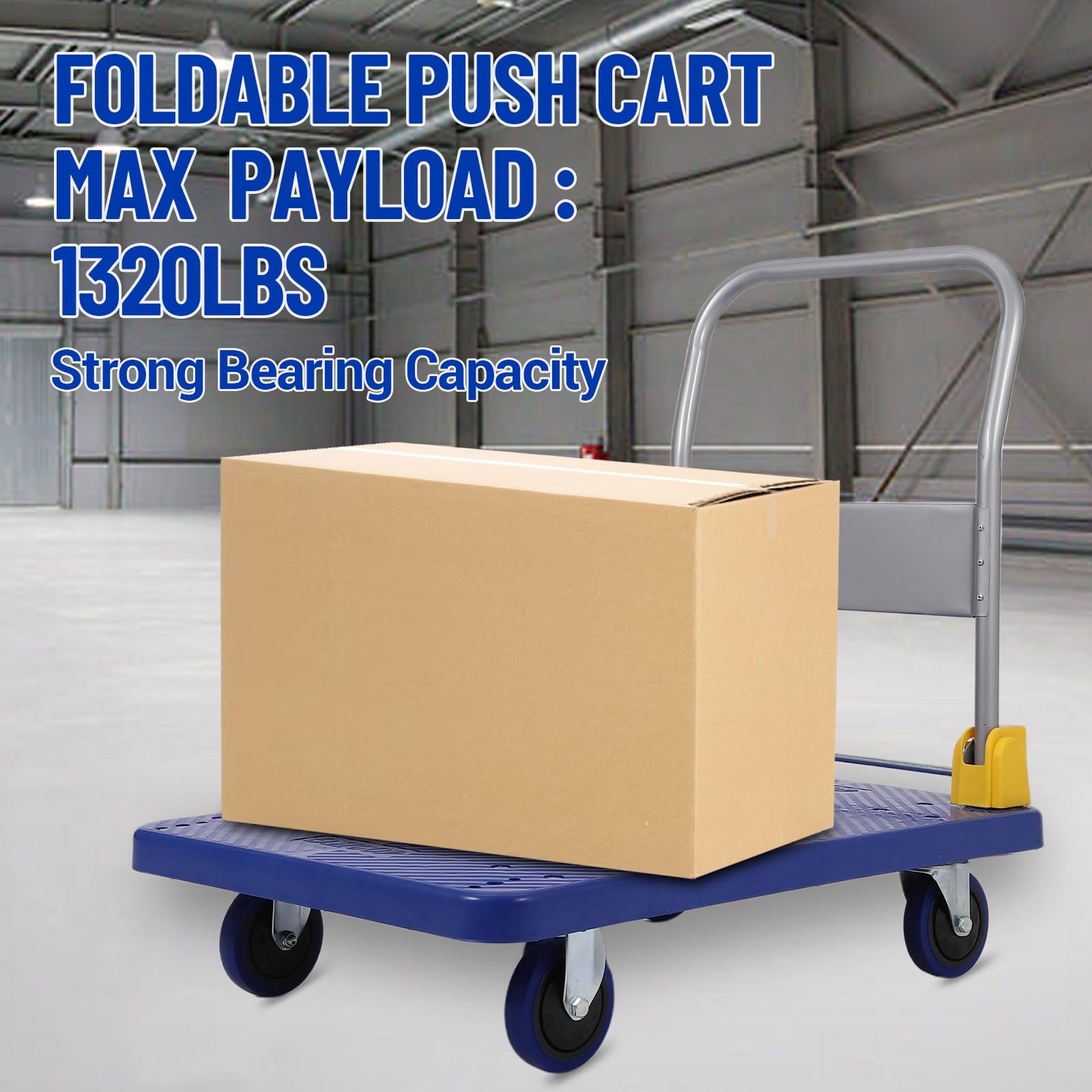 Snapklik.com : JustSmart Platform Truck Cart 1320 LBS Capacity, Foldable Hand Push Dolly