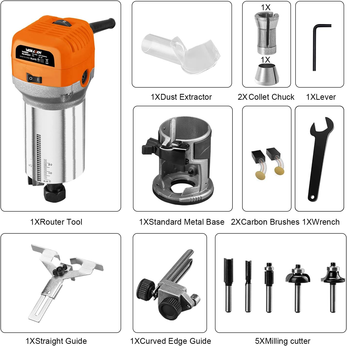 VOLLTEK 1.25 HP Compact Trim Router with 5PCS Wood Nepal | Ubuy