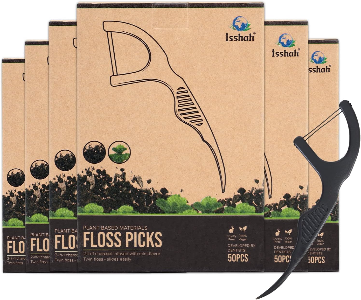 Amazon.com: Natural Dental Floss Picks (300 Count) - Plant Based, Vegan ...
