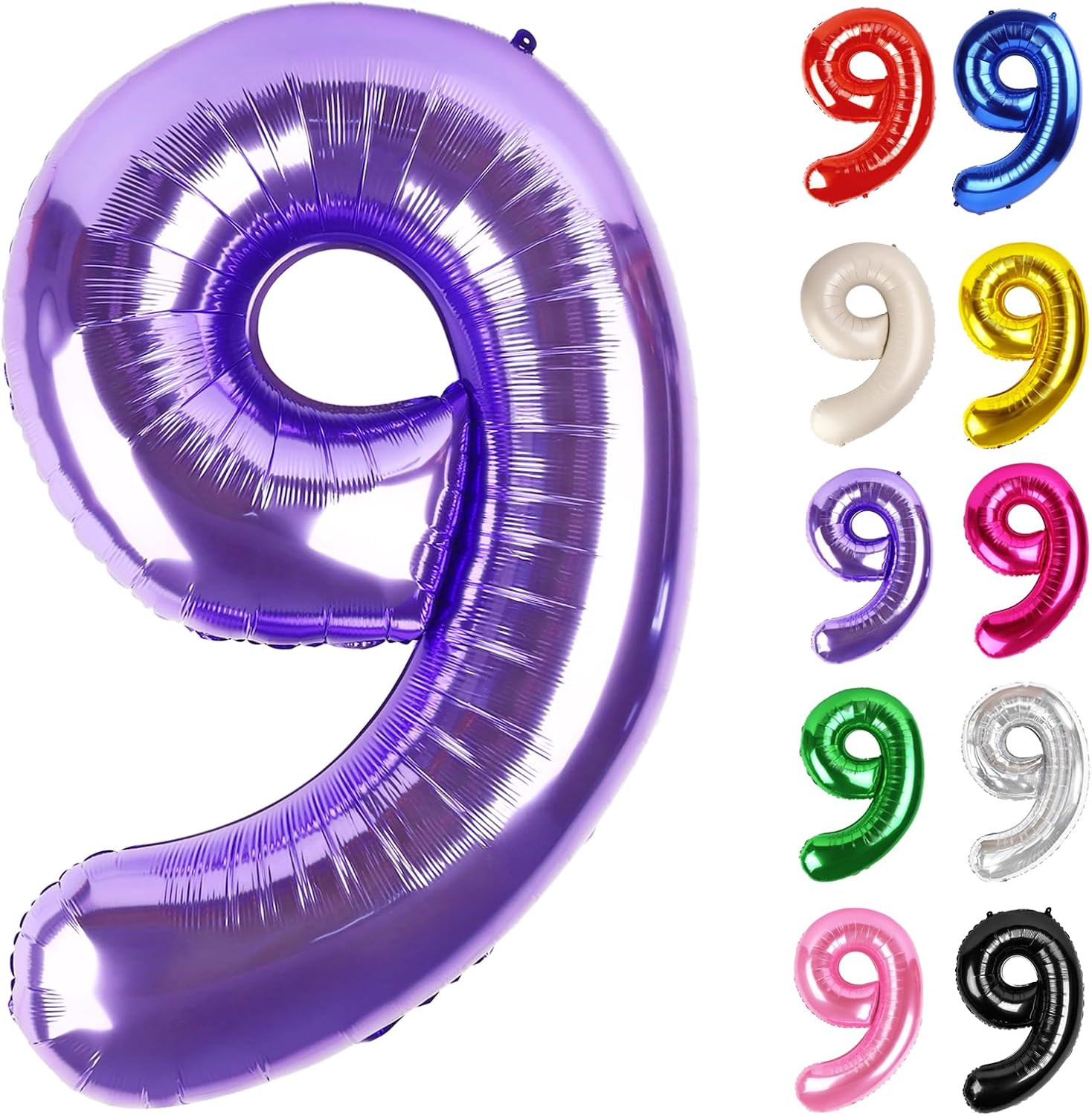 Amazon.com: Purple Number 9 Balloon 40 Inch, 9 Balloon Number, 9th ...