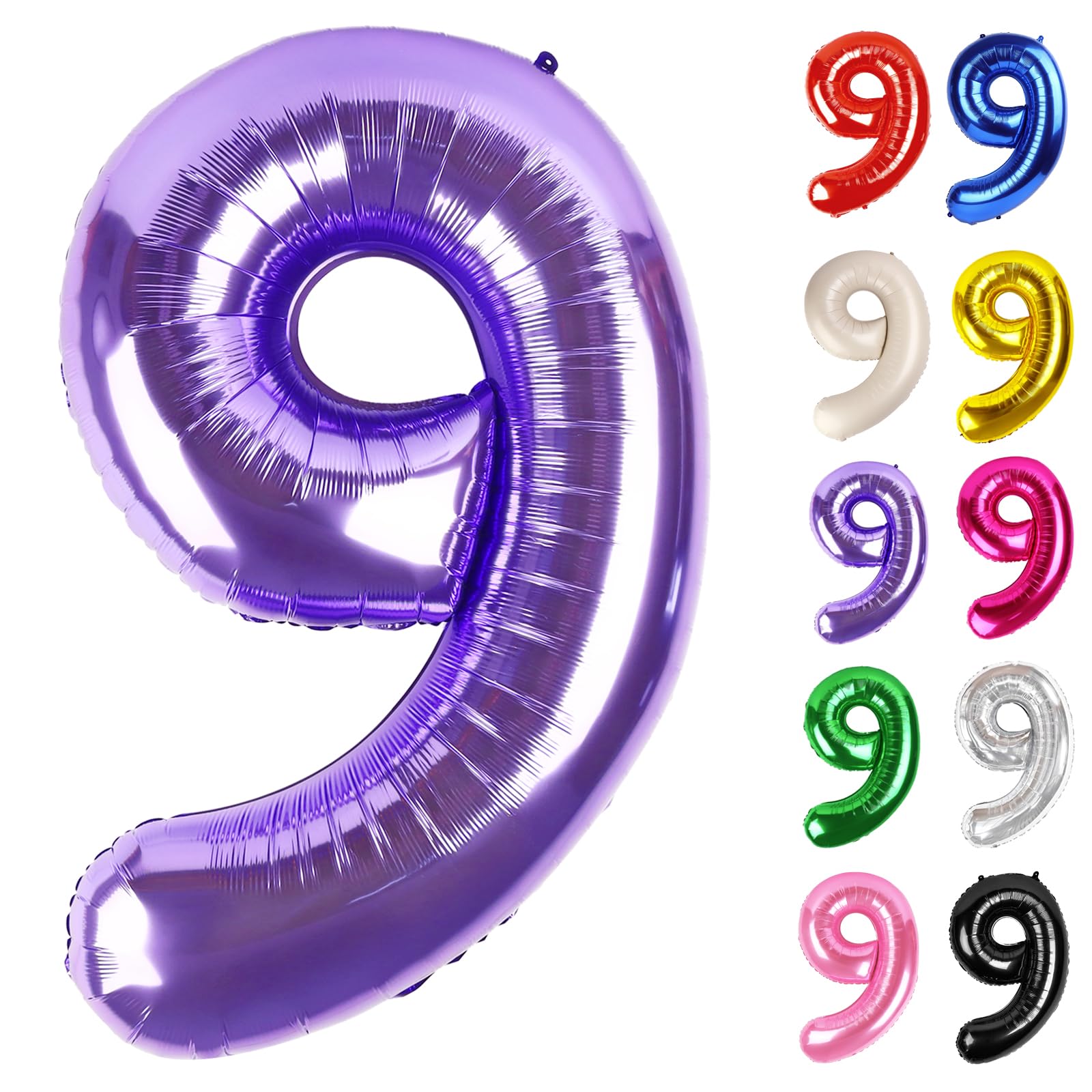 Amazon.com: Purple Number 9 Balloon 40 Inch, 9 Balloon Number, 9th ...