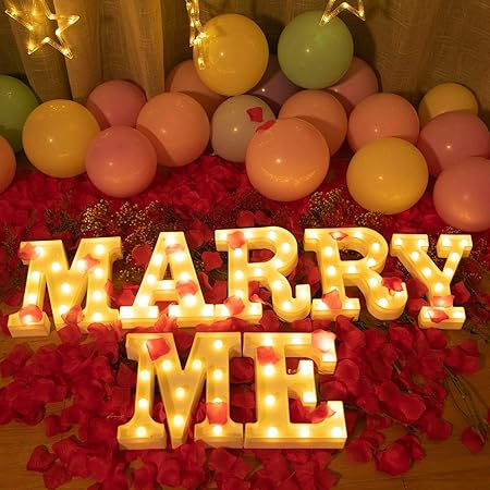 Amazon.com : Marry Me Letters Light Proposal Decorations Set Includes 7 ...