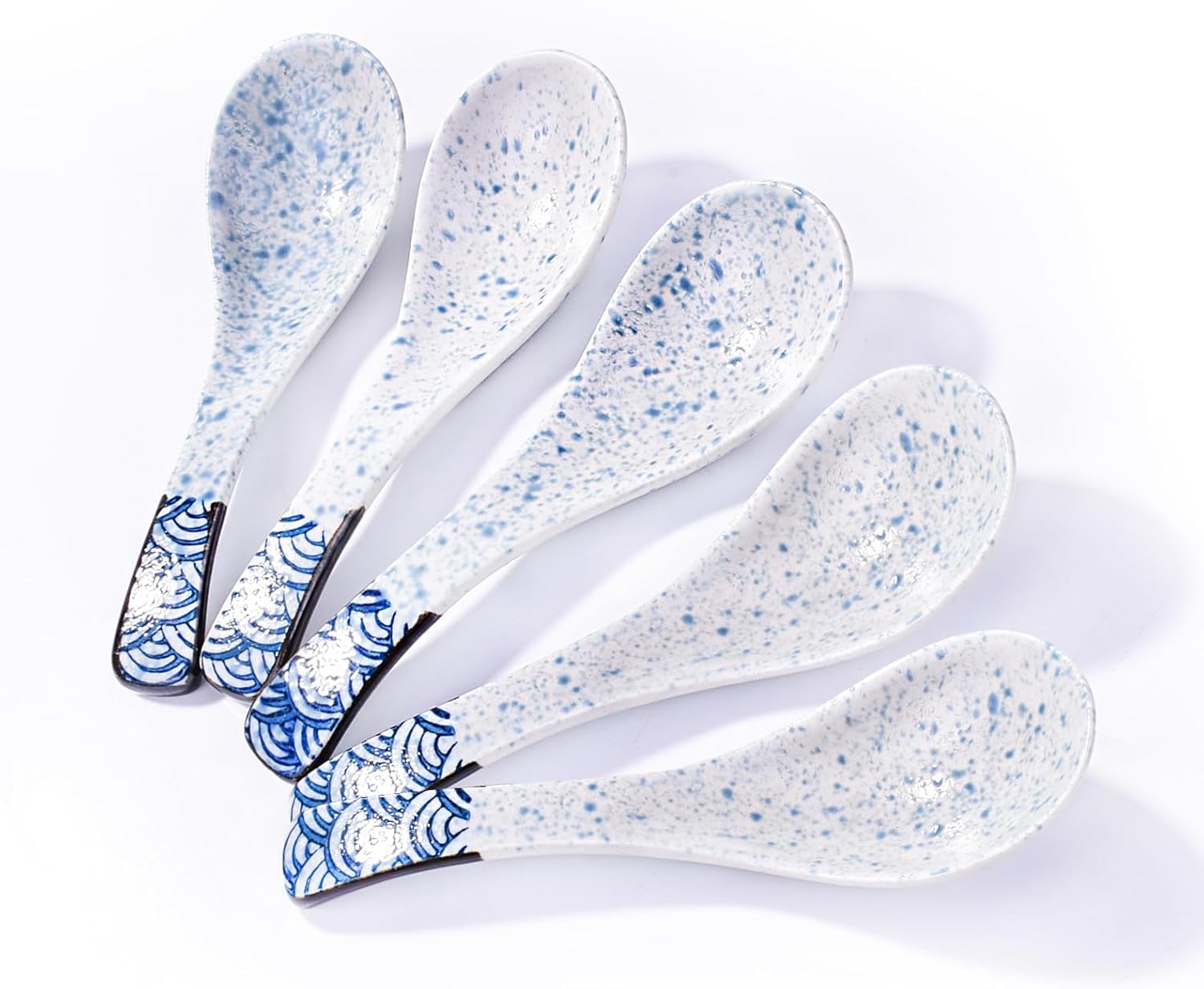 Amazon.com: Cerficer Ceramic Soup Spoons Japanese Ramen Spoon Set of 5 ...