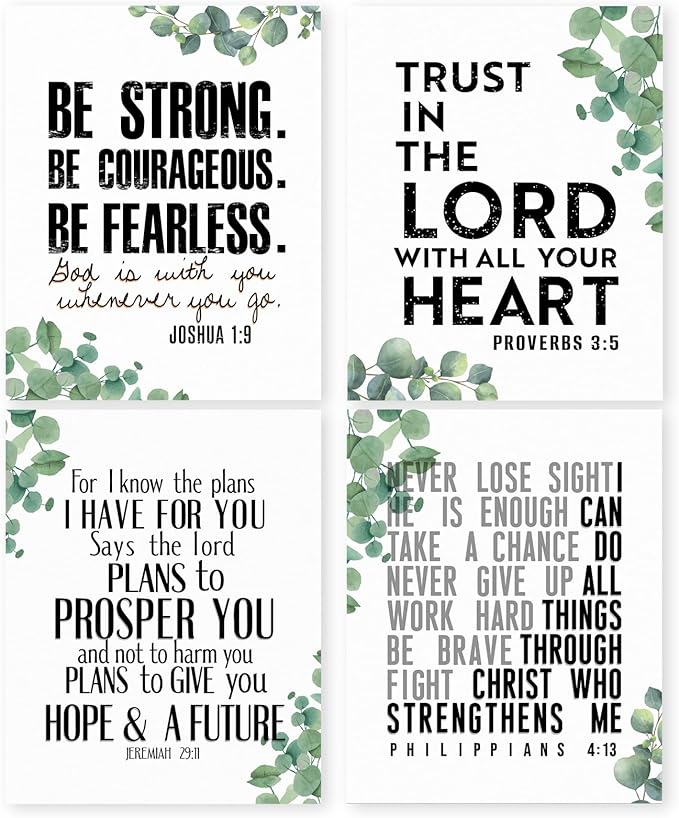 Amazon.com: HRQKO Vintage Bible Verses Christian Office Wall Art Poster ...