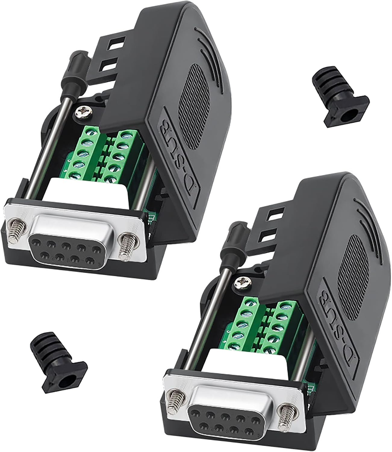 tunghey 2 Pack DB9 Breakout Connector,DB9 Solderless RS232 D-SUB Male ...