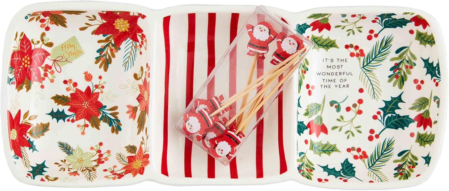 Amazon.com: Mud Pie Christmas Pattern Triple Tidbit Set, dish 4 1/2" x ...