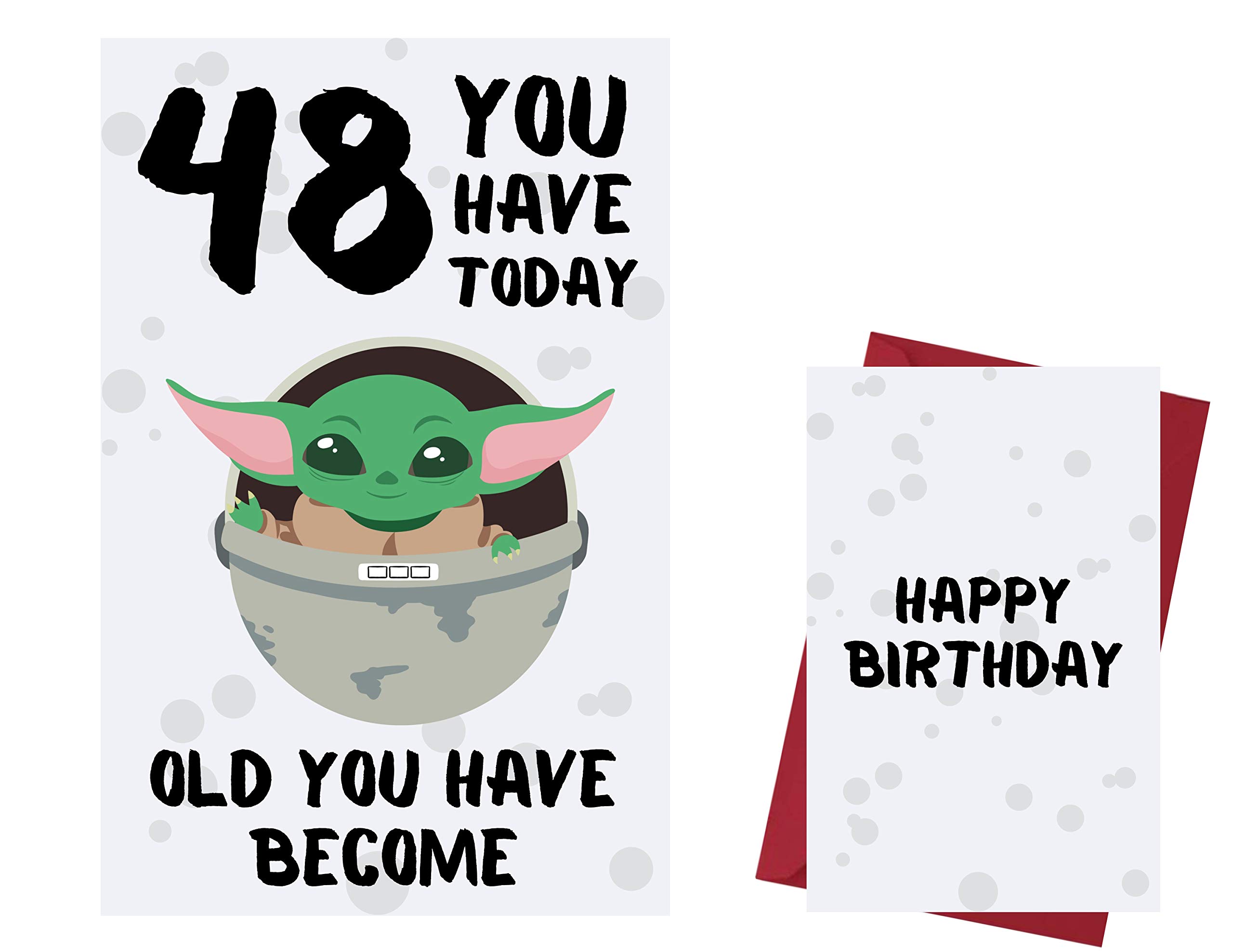 Buy Funny Cute Baby Yoda 48th Birthday Card – Baby Yoda 48 Years Old ...