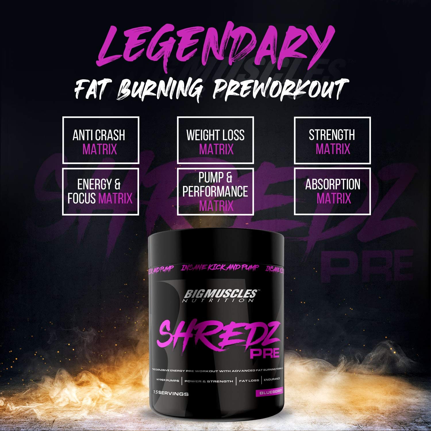Buy Bigmuscles Nutrition Shredz Pre Preworkout [Blueberry] | Lean ...