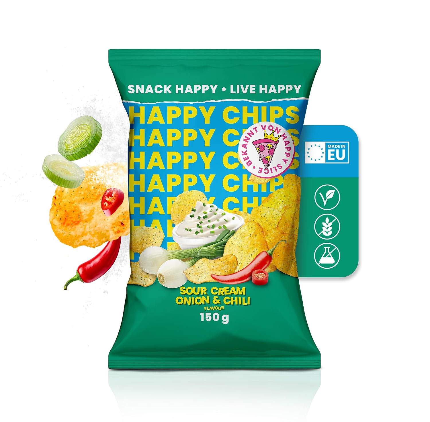 Happy Chips by Trymacs & Knossi® (10x 150g) Sour Cream Onion & Chili ...