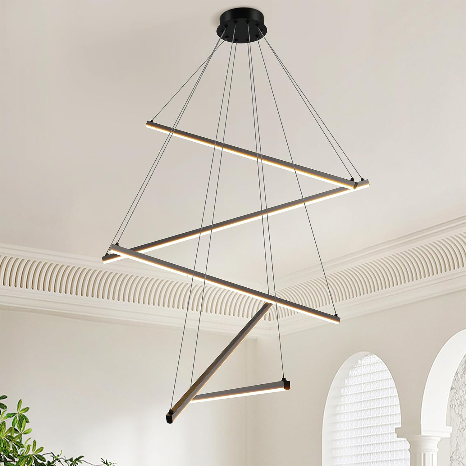 LI LUXLITE Modern Chandelier Lights Fixture, Adjustable Height Hanging ...
