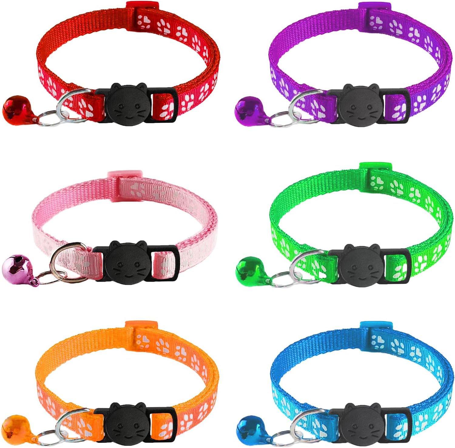 Pet Supplies : zulinlong 6 Pack Breakaway Cat Collar with Bells, Claw ...