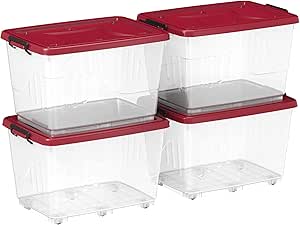 Cosmoplast 132L Clear Plastic Storage Box with Wheels & Lockable Lid ...