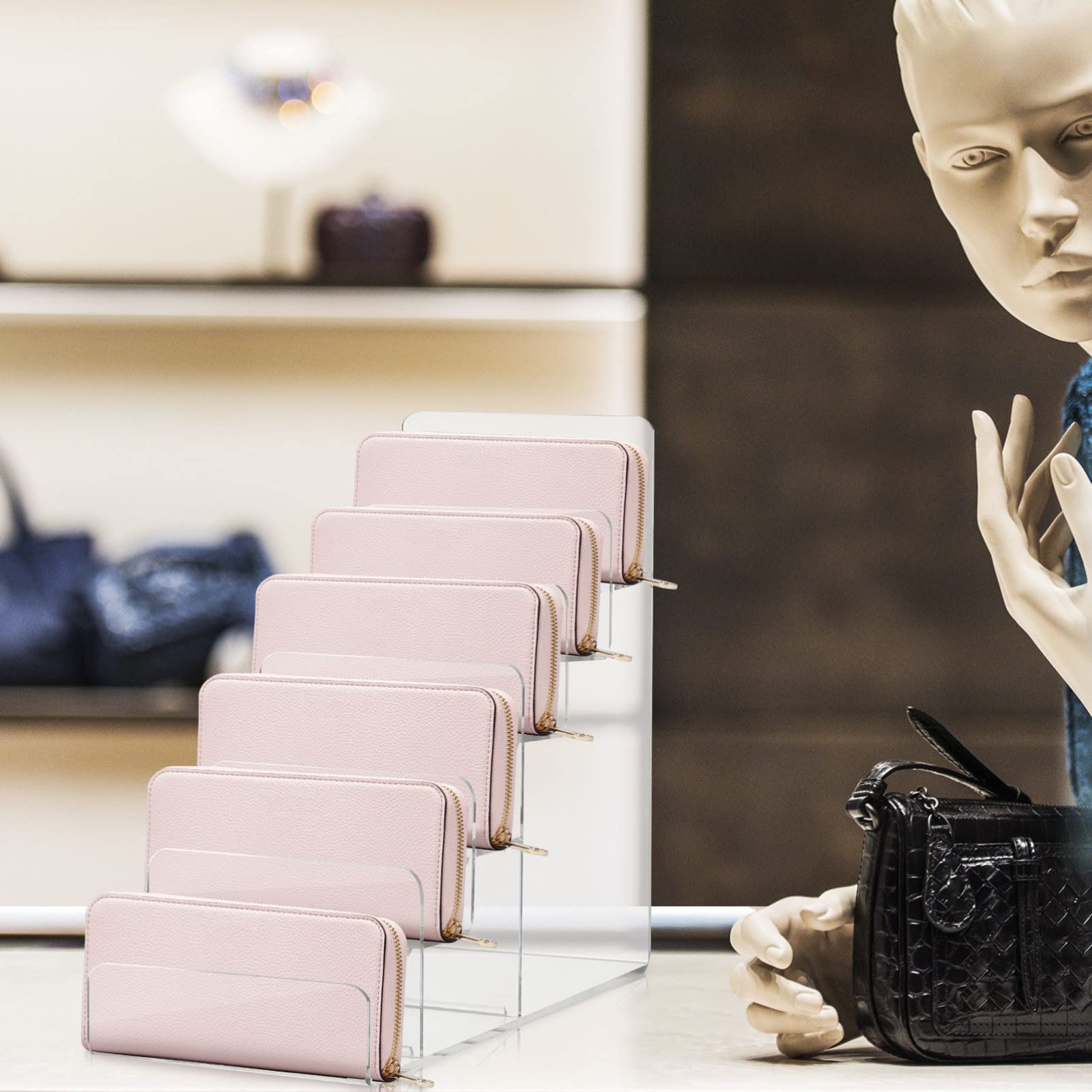 Cabilock 6 Layer Acrylic Purse Stand Wallet Holder Jewelry Glasses ...