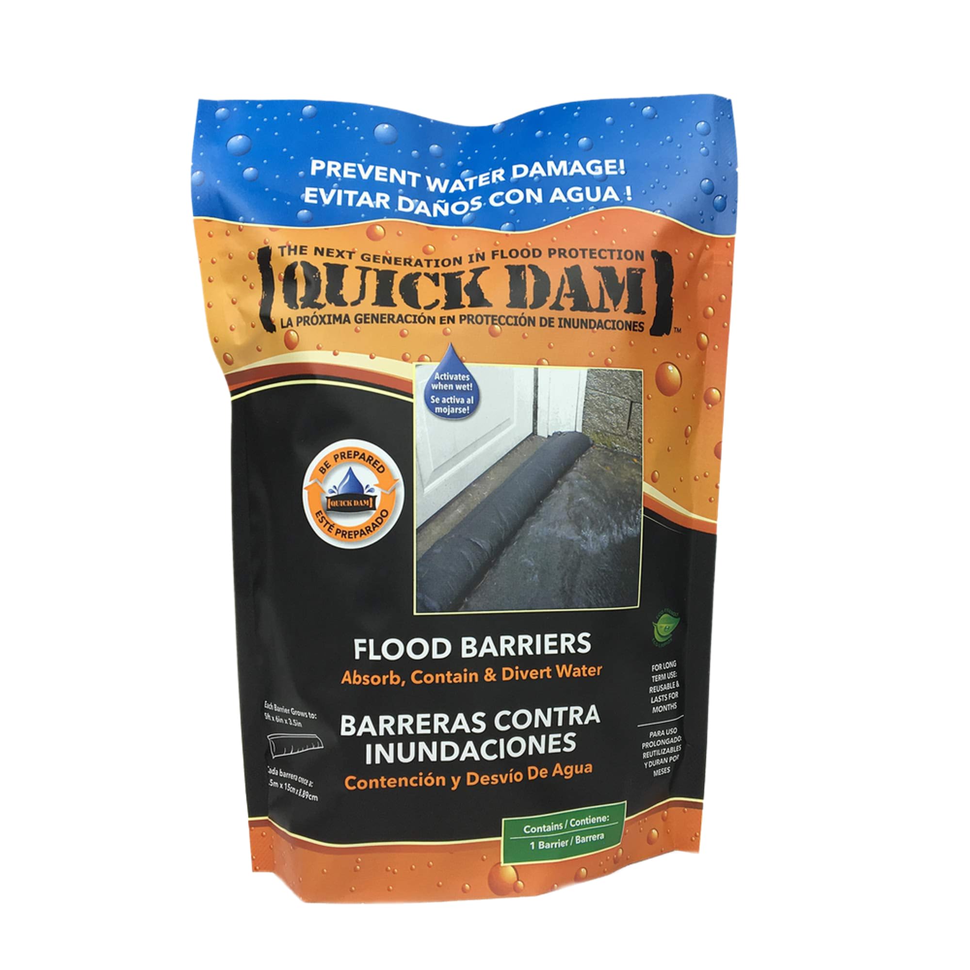 Quick Dam QD65-1 Water-Activated Flood Barrier-5 Feet-1/Pack, Black, 5 ...