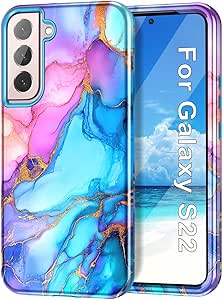 Amazon.com: Btscase for Samsung Galaxy S22 5G Case,Marble Pattern 3 in 1 Heavy Duty Shockproof ...