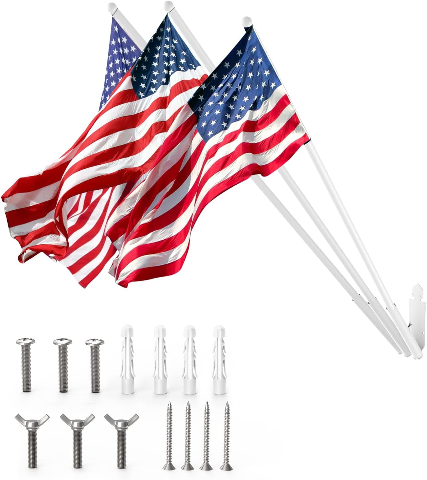 Amazon.com : Zepolu Stainless Steel 3-Hole Wall Mount Black Flagpole ...