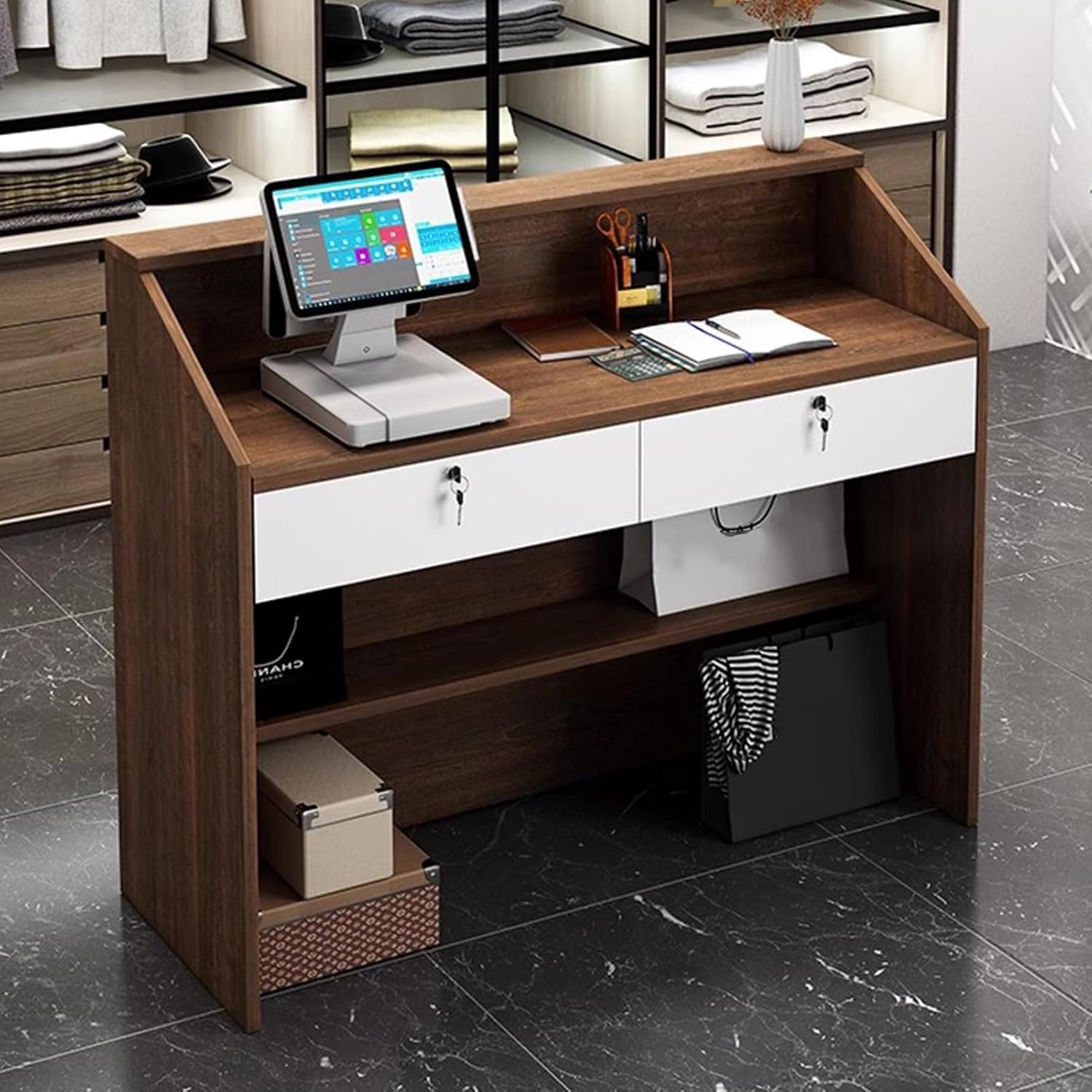 Amazon.com: Reception Desk with Counter, Modern Front Desk Reception ...