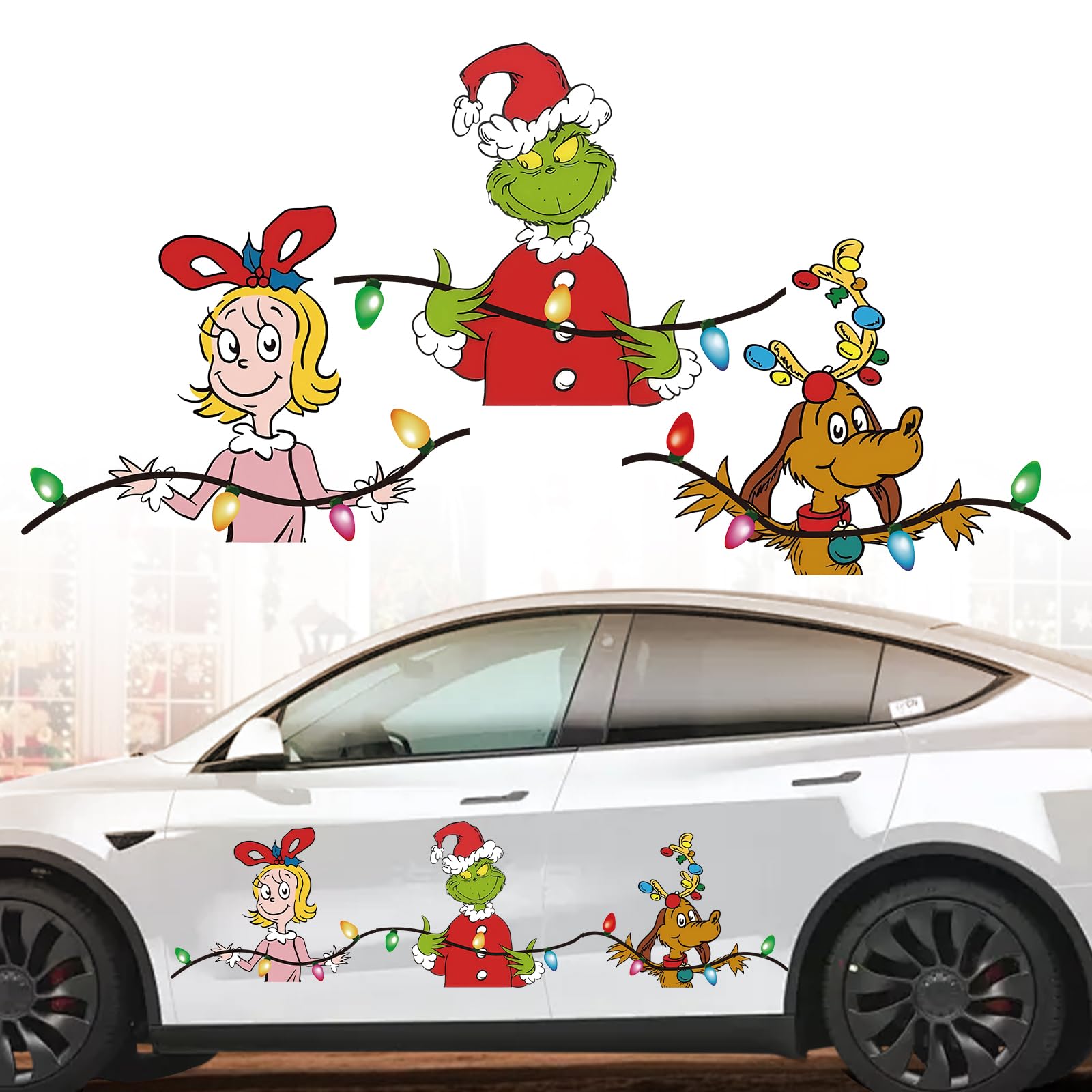 Amazon.com - Christmas Car Decals, Waterproof Cute Cartoon Christmas ...
