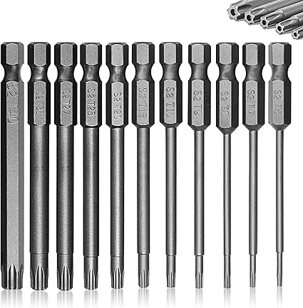 75mm Torx Screwdriver Bit Sets, 11pcs T6-T40 Star Torx Screwdriver ...