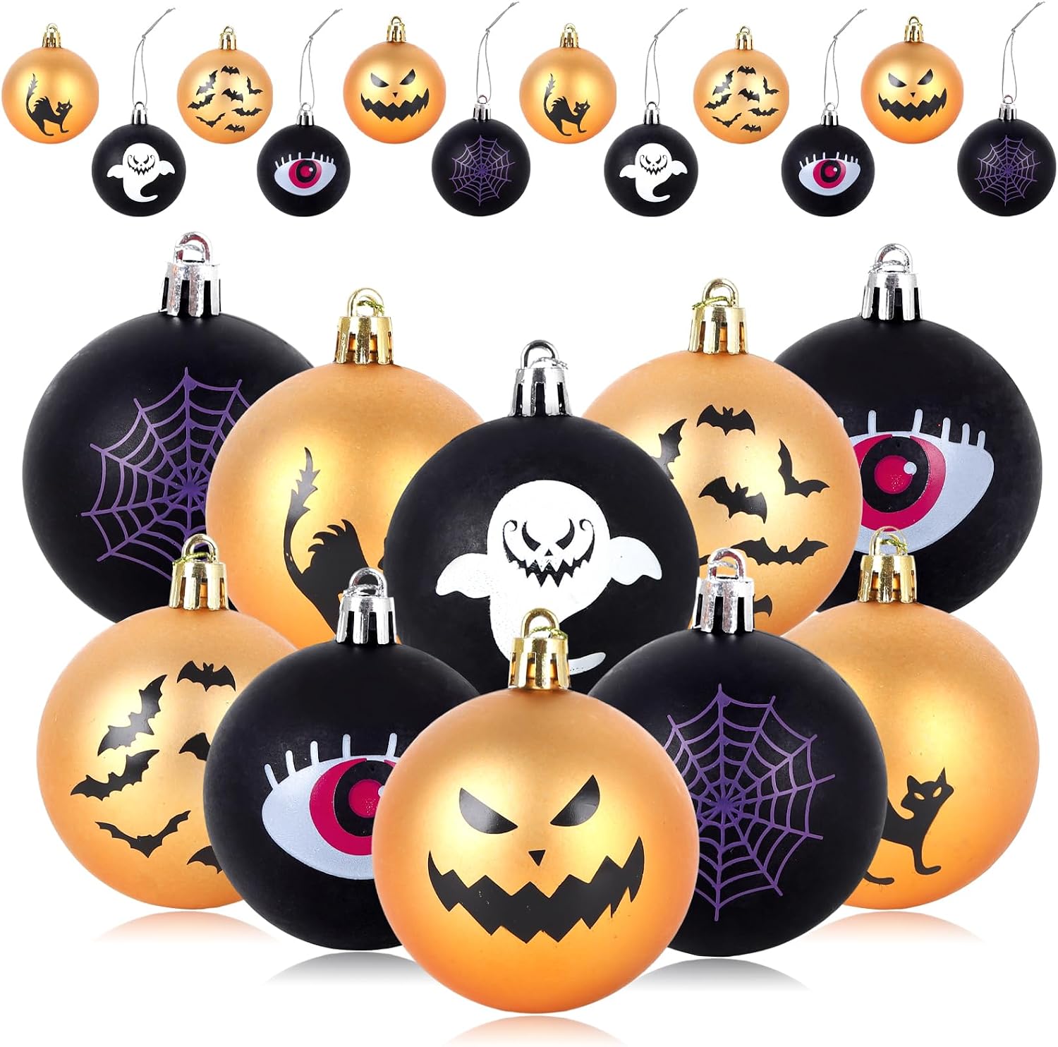 12 Pcs Halloween Hanging Tree Baubles 6CM Halloween Plastic ...