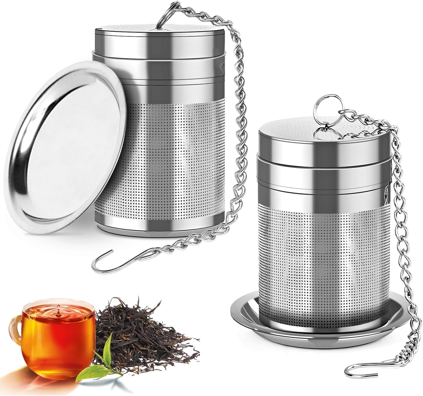 Amazon.com: 2Pcs Tea Infuser, 2 Size Tea Steeper with Extended Chain ...