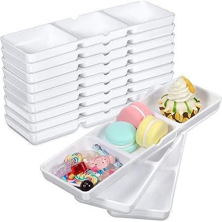 Amazon.com | 24 Pcs 8.7 x 2.8 Inch 3 Compartment Appetizer Serving Tray ...