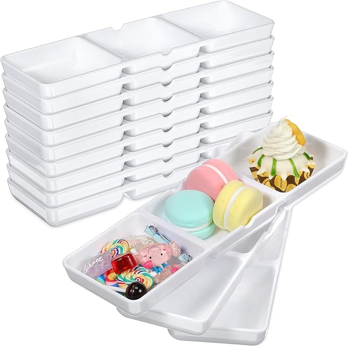 Amazon.com | 12 Pcs Small White Plastic Appetizer Serving Tray 3 ...