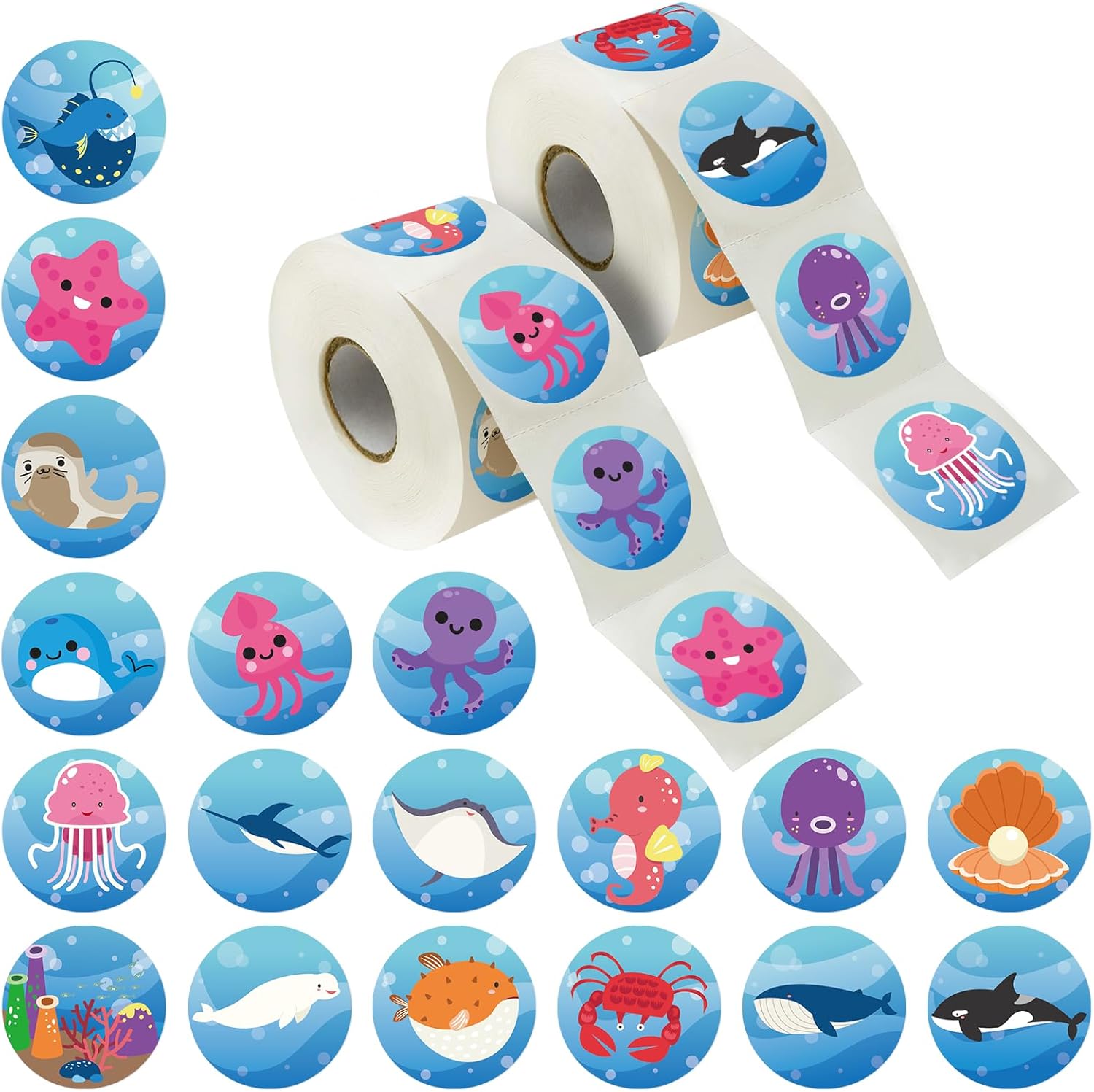 Amazon.com: 1.5Inch Adorable Sea Animals Stickers, 18 Patterns, self ...