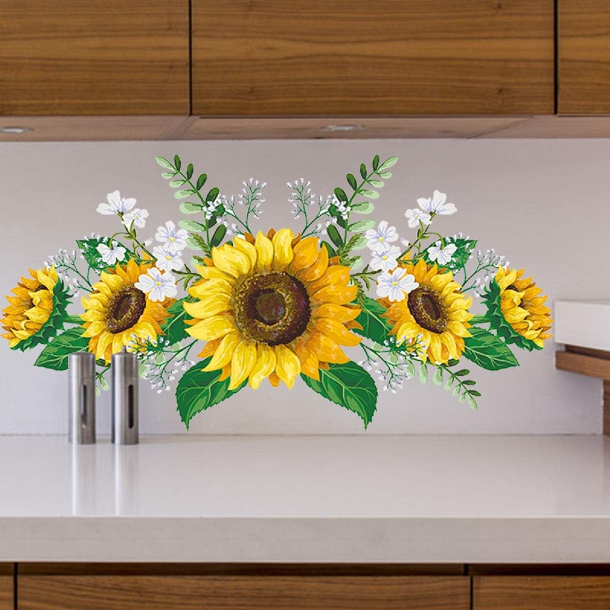 Amazon.com: Sunflower Wall Stickers Peel and Stick Yellow Sunflower ...