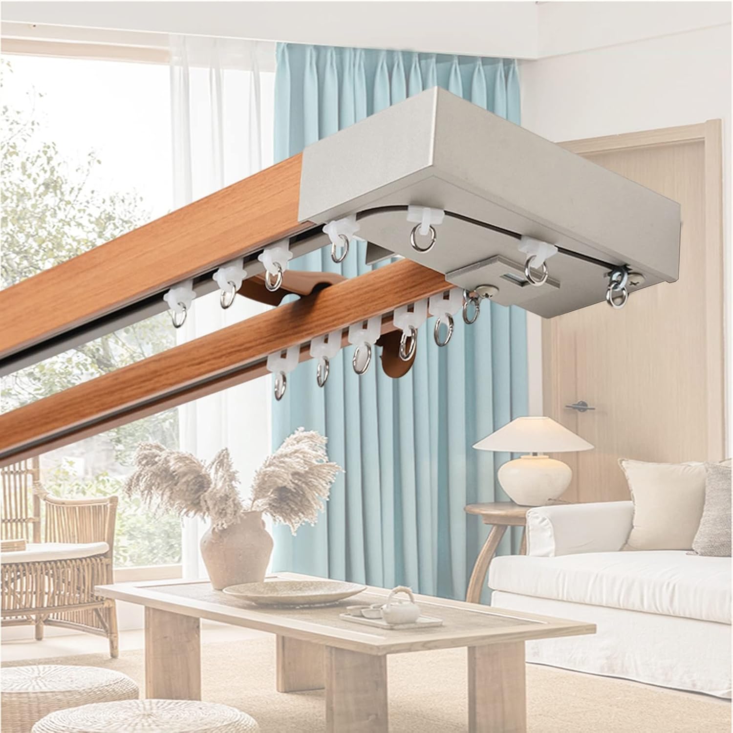 Amazon.com: NOIRDA Luxury Double Curtain Rod - 100-600cm, Wall Mount ...