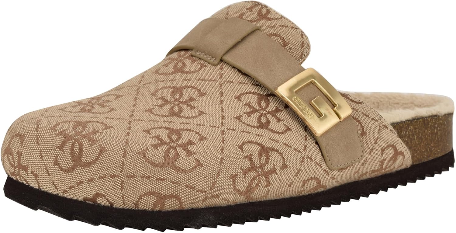 Amazon.com | Guess Men's Ullan Mule, Tan Logo Multi 101, 7 | Mules & Clogs