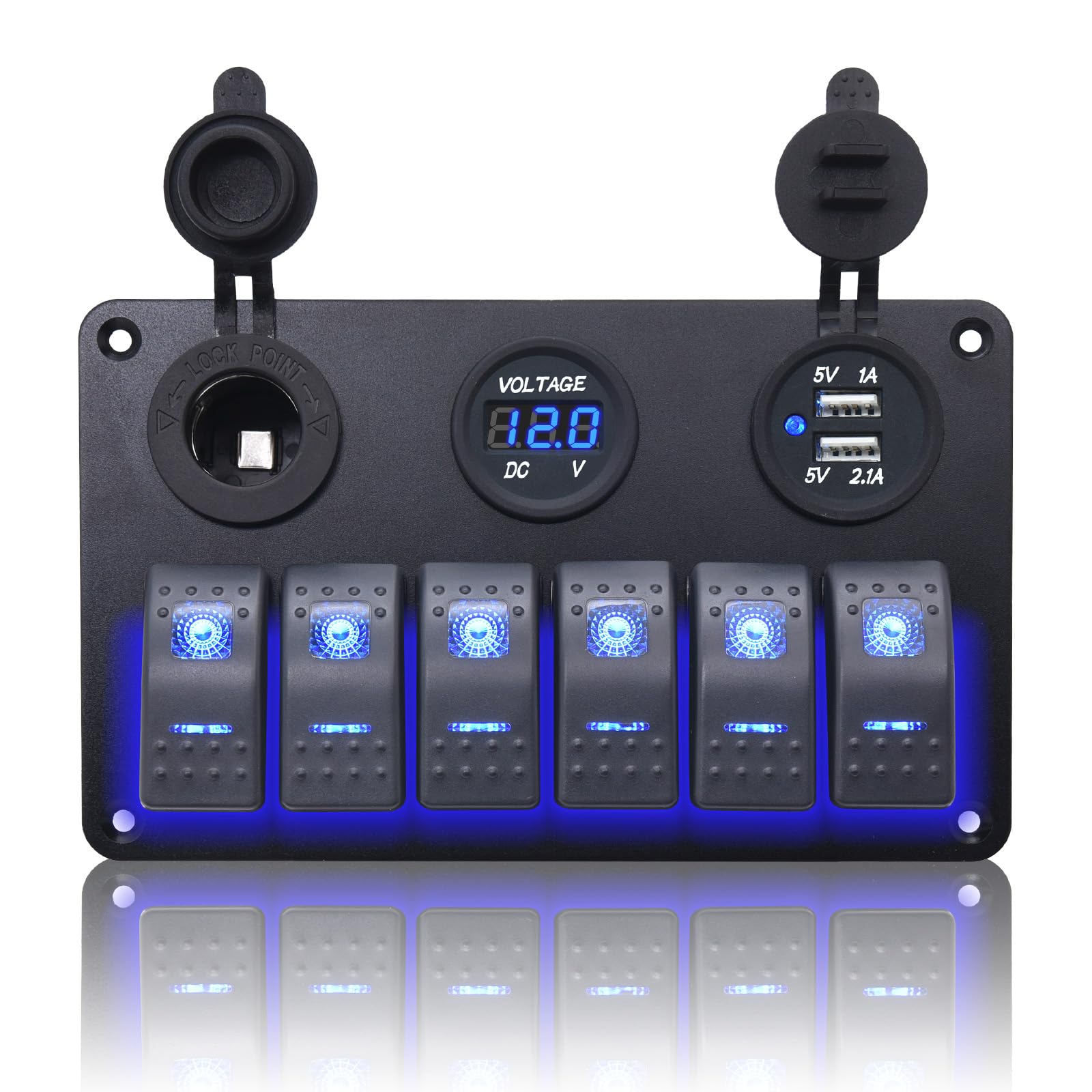 Snapklik.com : Geloo Boat Rocker Switch Panel Waterproof, 6 Gang Marine ...