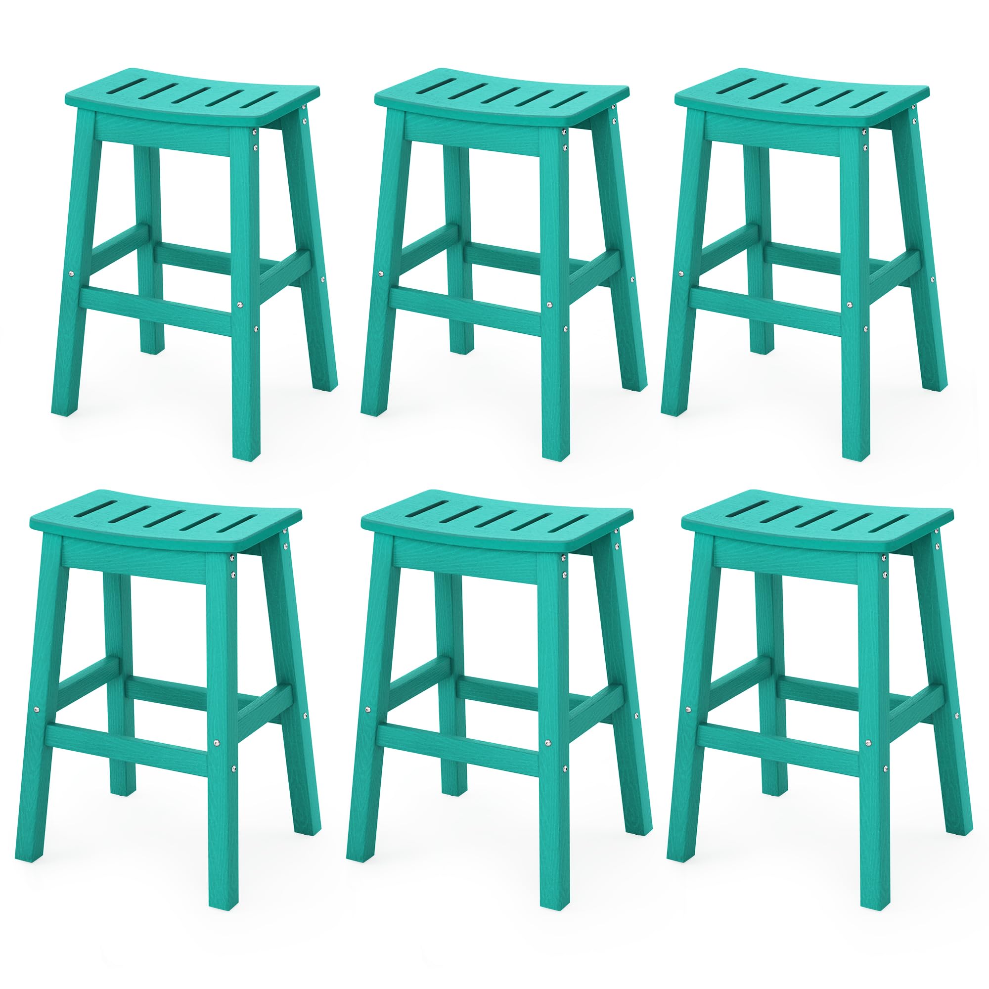 Snapklik.com : Outdoor Bar Stools Set Of 6, 25" HDPE Counter Height Bar ...