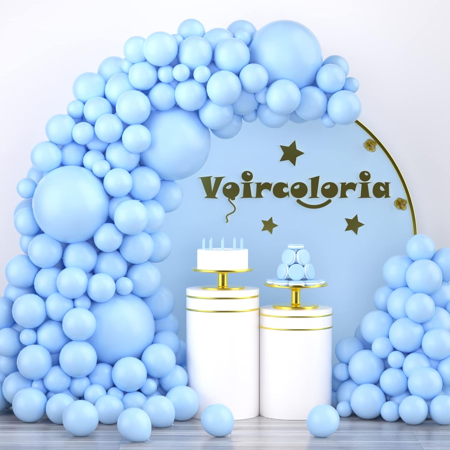 Amazon.com: Voircoloria 130pcs Light Blue Balloons Different Sizes 18 ...