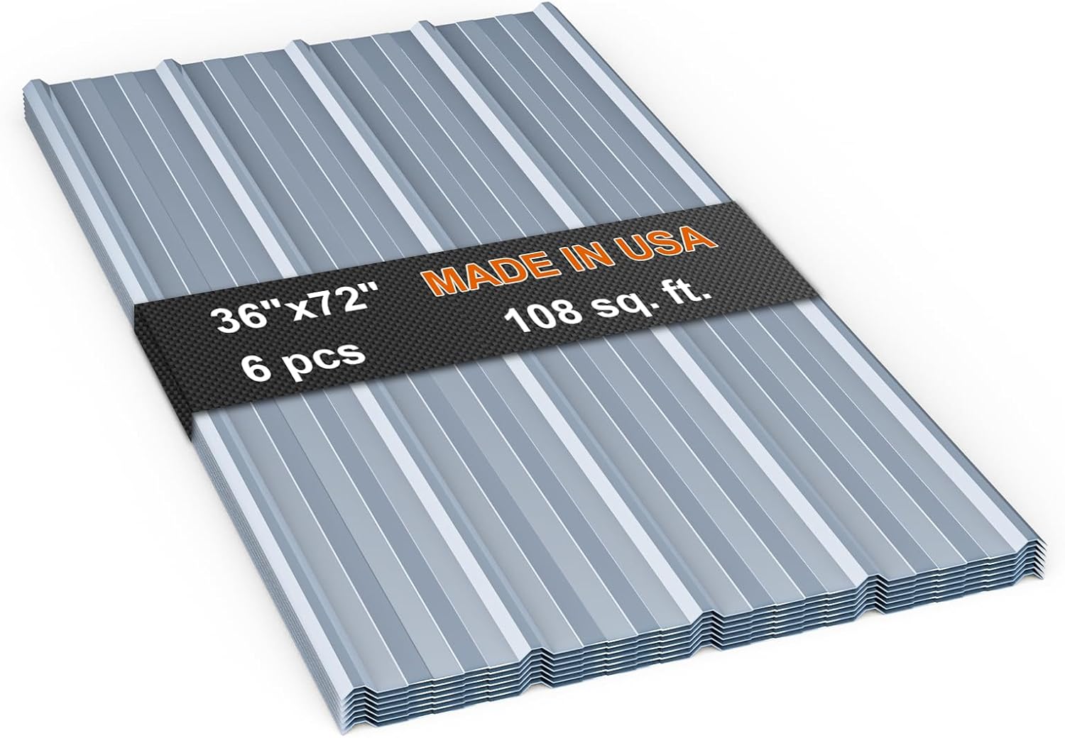 6 Pack 24Gauge PPGI Metal Roofing Panels, 72" x 36", Prepainted ...