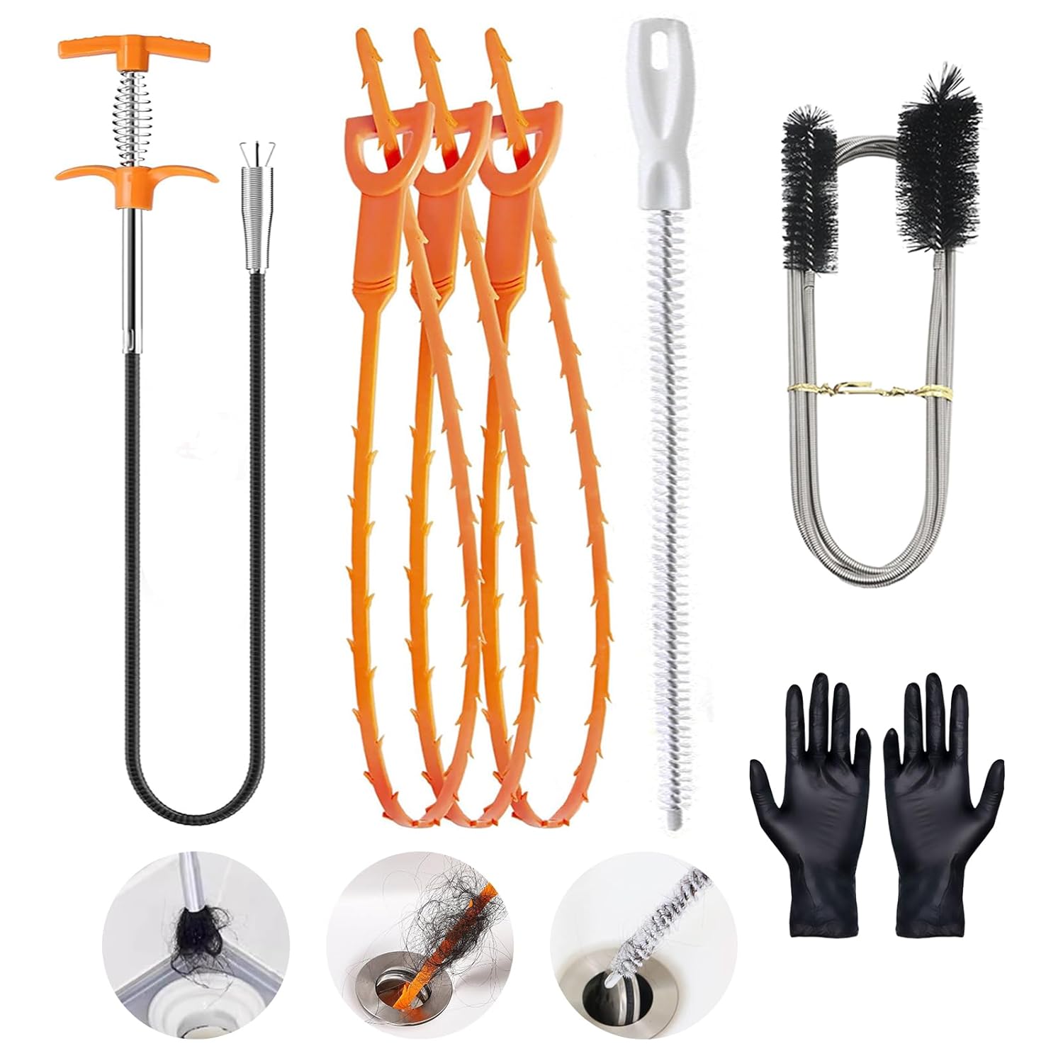 Drain Snake Hair Drain Clog Remover Tool - Sink Drain Cleaner for Sewer ...