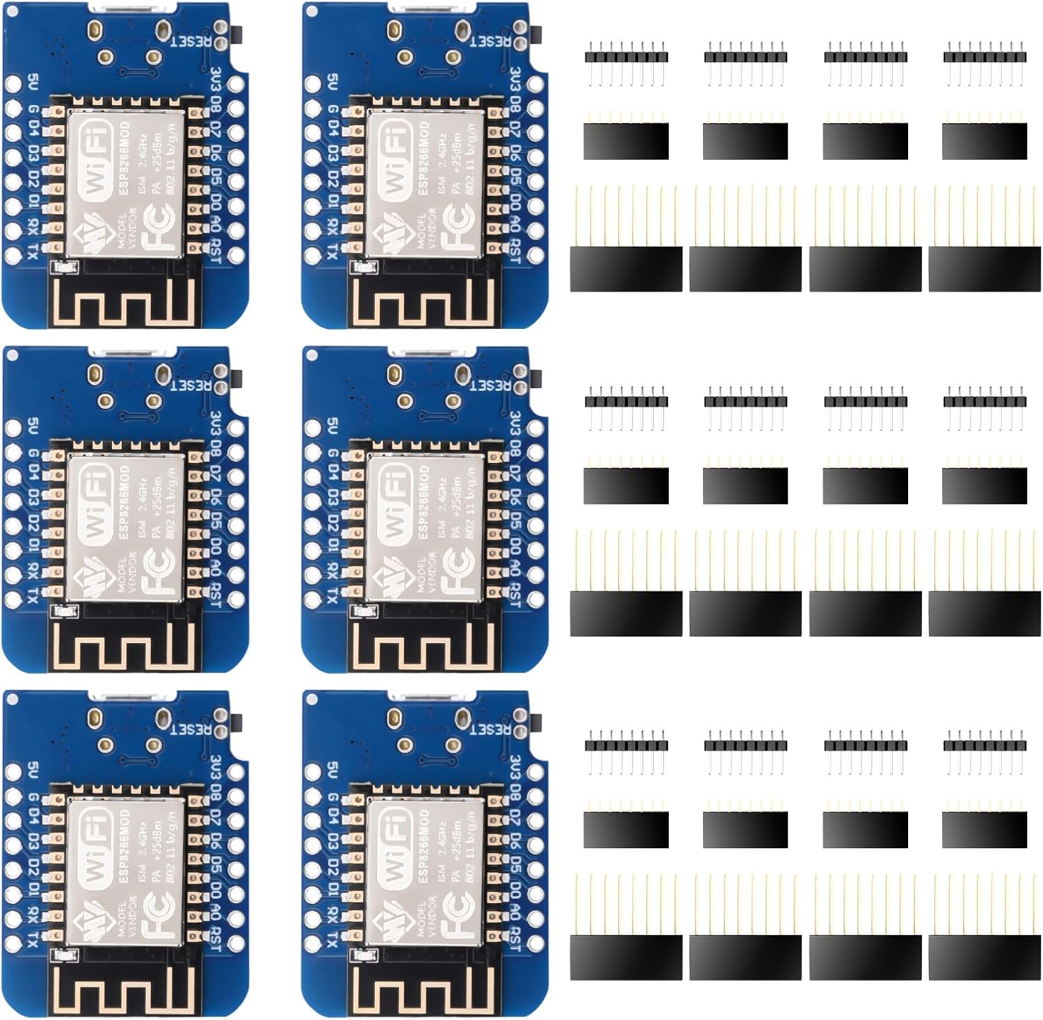 6 Pieces Esp8266 Micro Usb Development Board Esp8266 Mini Esp8266 Nodemcu With Esp8266 12f Wlan