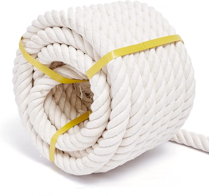 Natural Cotton Craft Rope 1 Inch x 100 Feet, 4-Strand Twisted Cotton ...