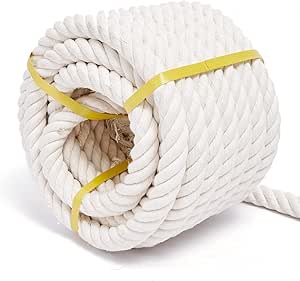 Natural Cotton Craft Rope 1 Inch x 100 Feet, 4-Strand Twisted Cotton ...