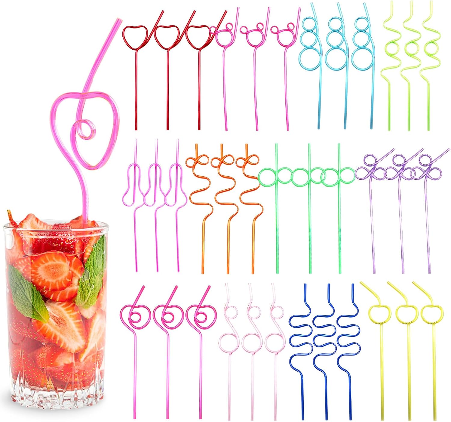 Amazon.com: 36 Pcs Colorful Crazy Straws Individually Wrapped Silly ...