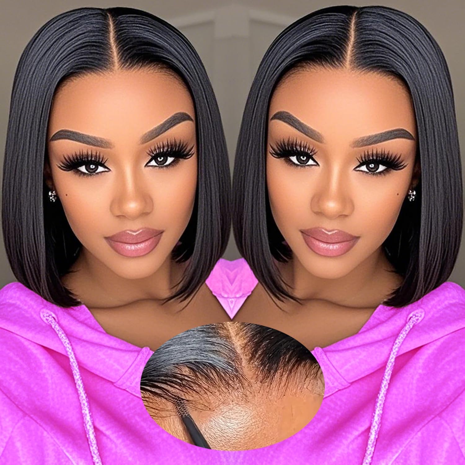 Amazon.com : FATIAO Bob Wig Human Hair 13x6 Hd Transparent Wigs Human ...