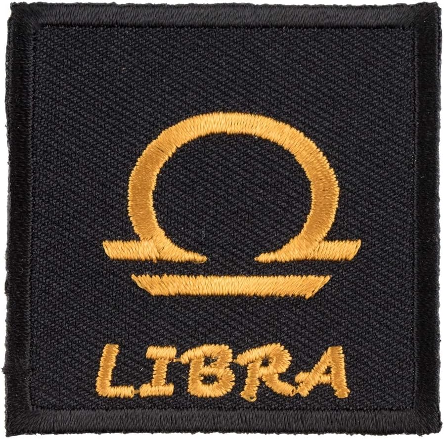 Amazon.com: Zodiac Sign Libra Black & Gold Patch, Zodiac Patches ...
