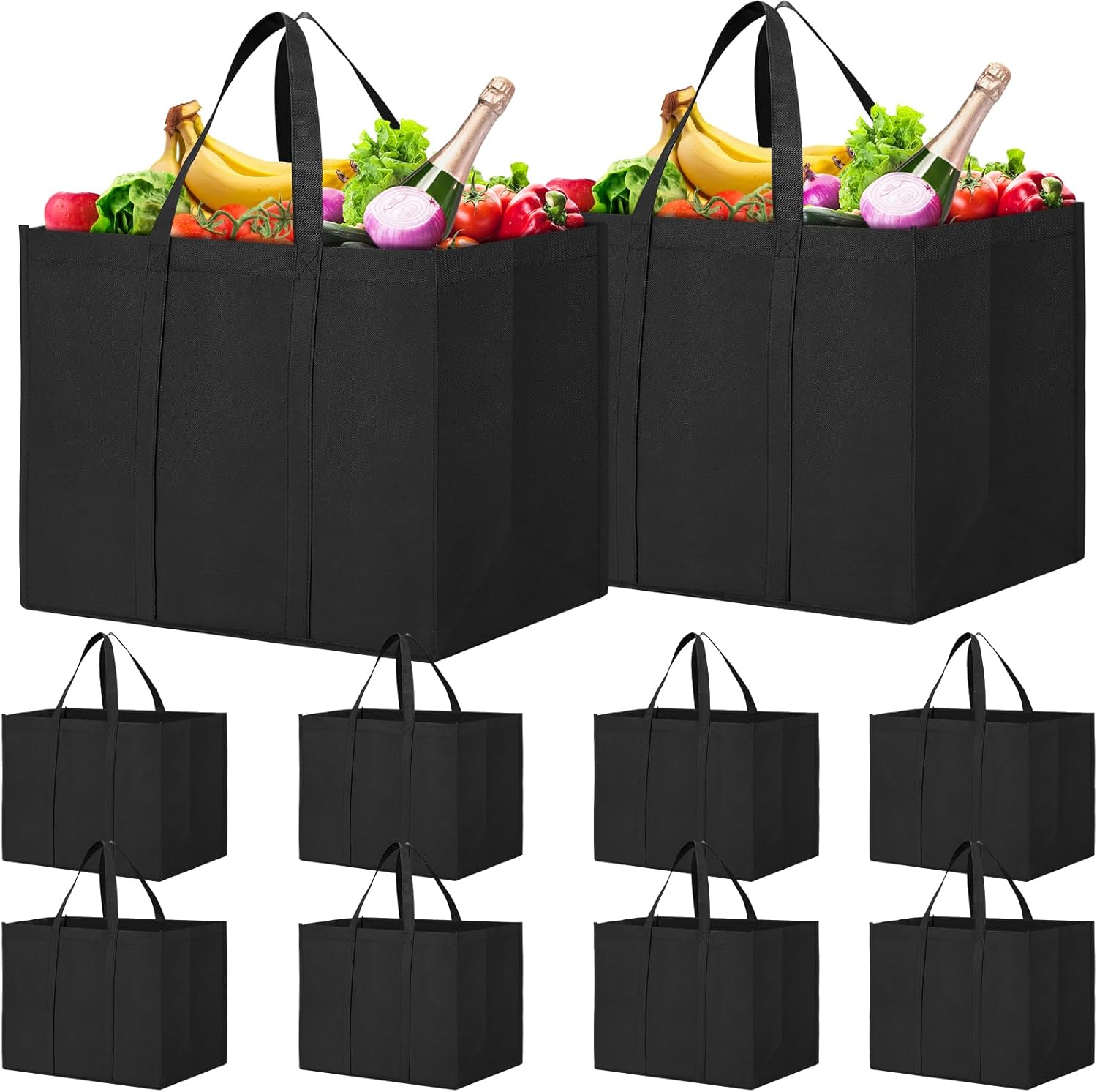 Amazon.com - WISELIFE Reusable Grocery Shopping Bags 10 Pack Large ...