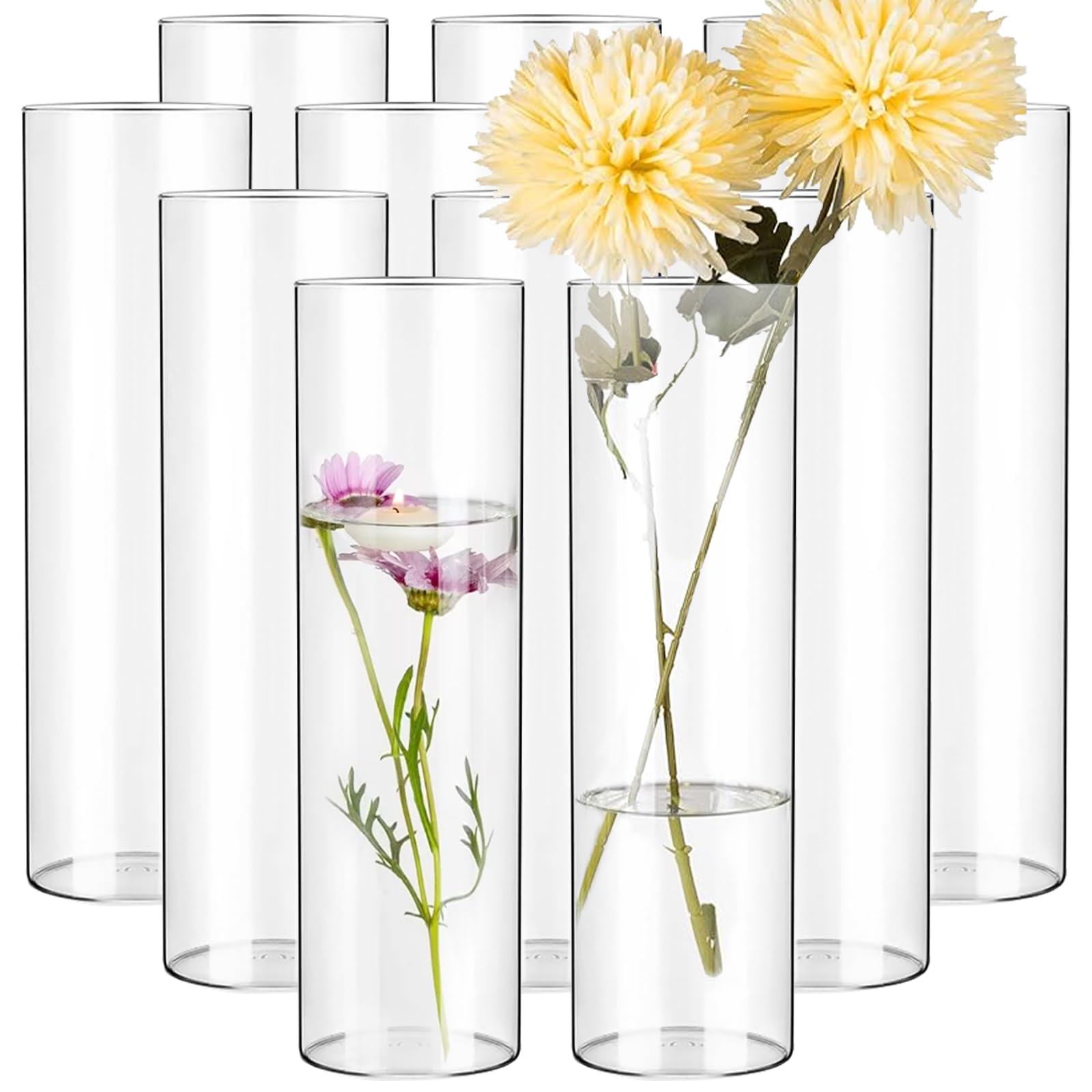 Snapklik.com : 12 Pack Glass Cylinder Vases For Centerpieces,Wedding ...