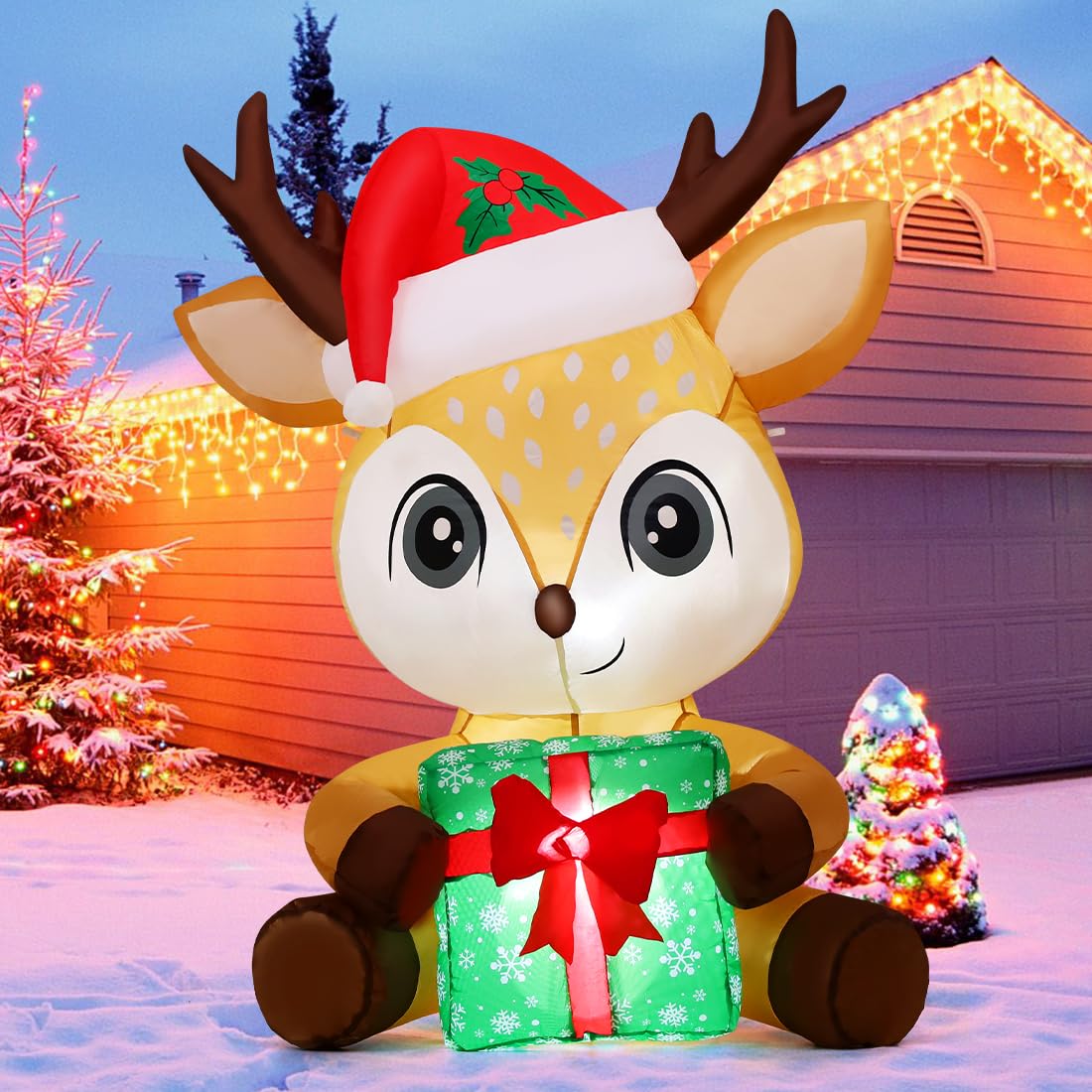 Snapklik.com : GOOSH 5 FT Christmas Inflatables Reindeer Outdoor Decorations Blow Up Yard Cute ...