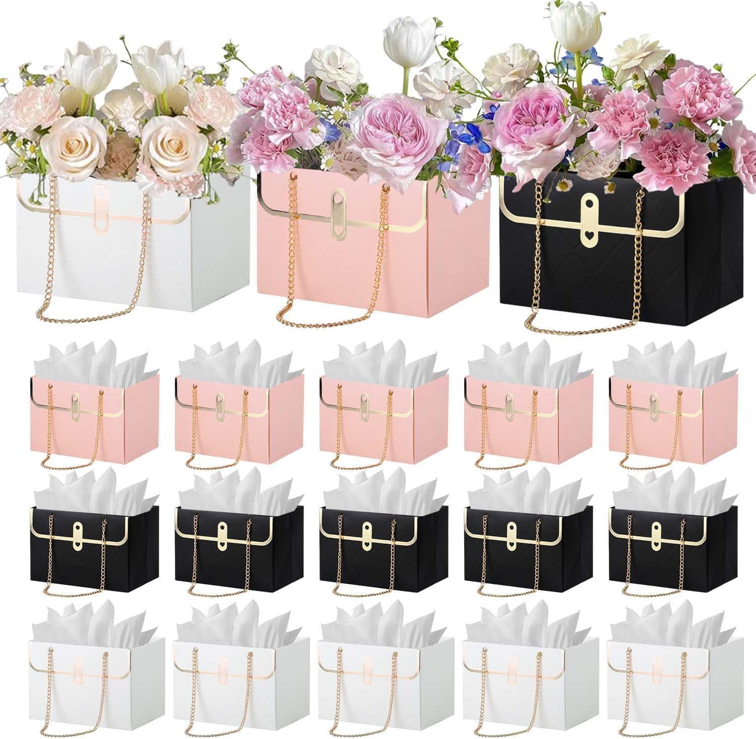 Amazon.com: LIJINGCHEN 15 Pcs Flower Paper Gift Box, Bouquet Storage ...