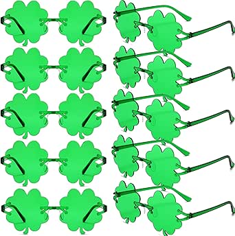 Qpout 10 Pairs St. Patrick's Day Shamrock Sunglasses Plastics Green ...