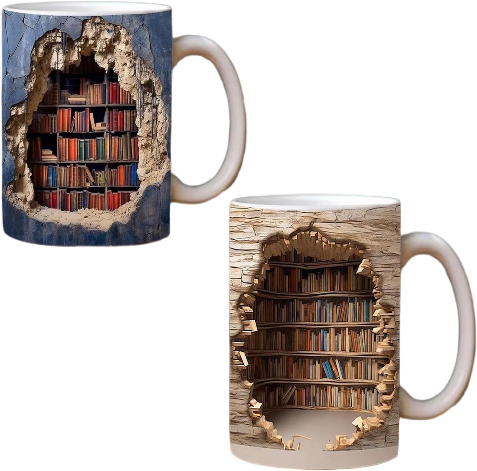 Amazon.com: Darzheoy 3d Bookshelf Mug - 3D Effect Books Mugs, Creative ...