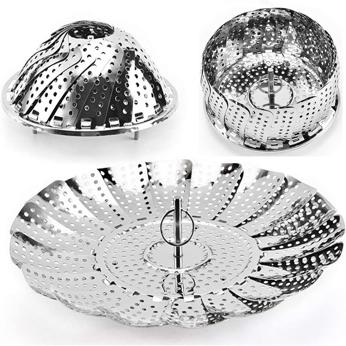 Amazon.com: Flexzion Stainless Steel Vegetable Steamer Basket with ...